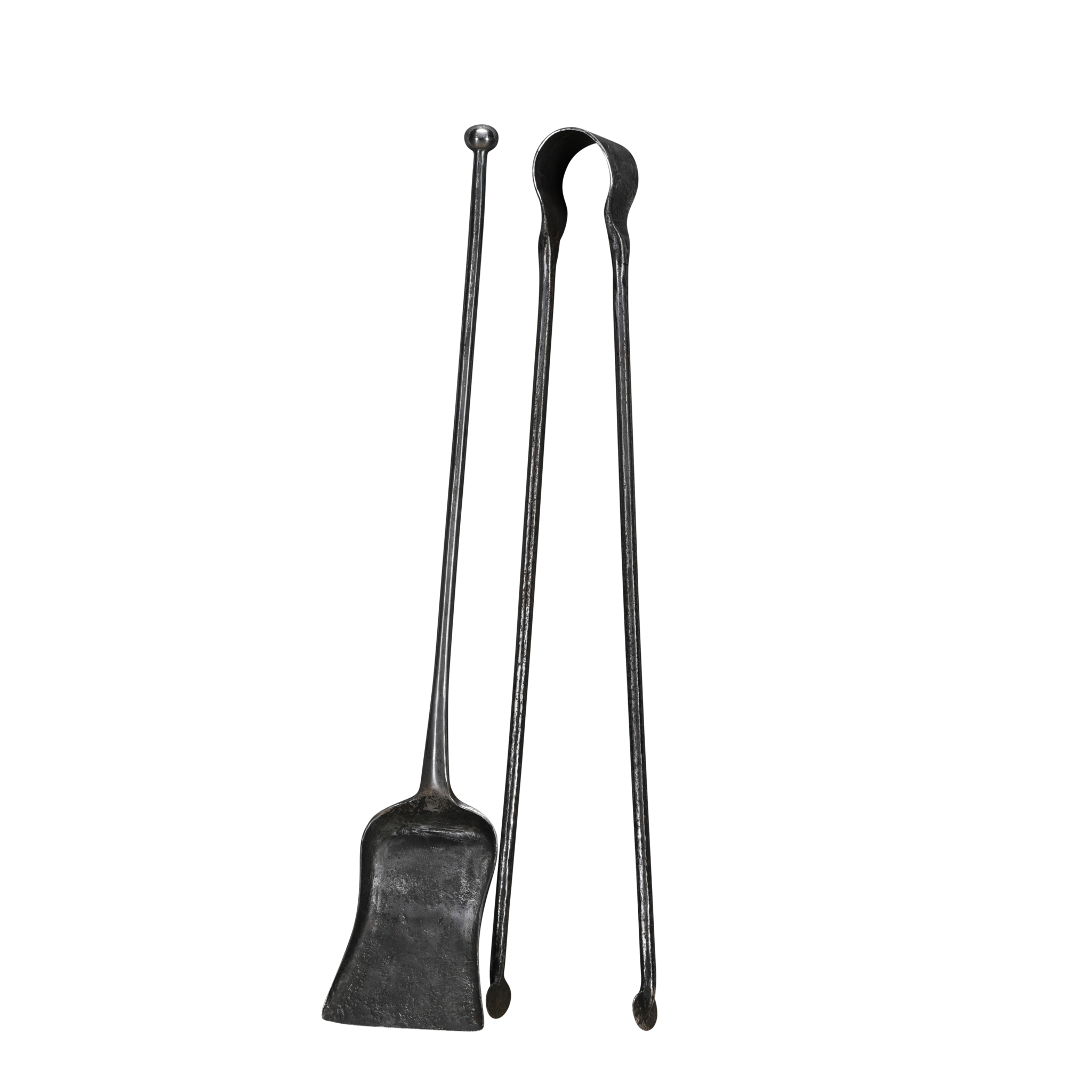 Heavy Fireplace Tools in Hand-Forged Wrought Iron - Shovel & Tongs Set ...