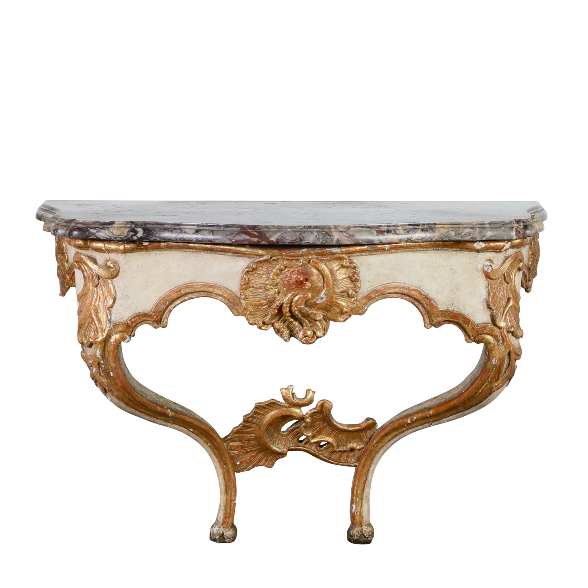Unusual Small French Régence Wall Console – Sarancolin-Style Marble ...