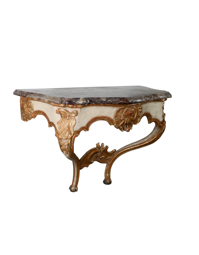 Unusual Small French Régence Wall Console – Sarancolin-Style Marble ...