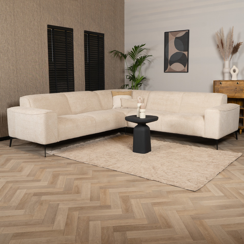 Scandinavische hoekbank Vegas bouclé beige links | Livin24