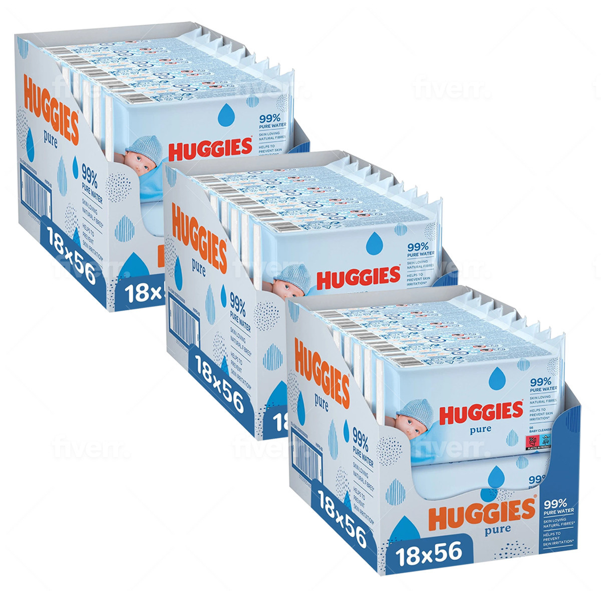 Huggies - Pure - Billendoekjes - 3024 babydoekjes - 54 x 56 ...