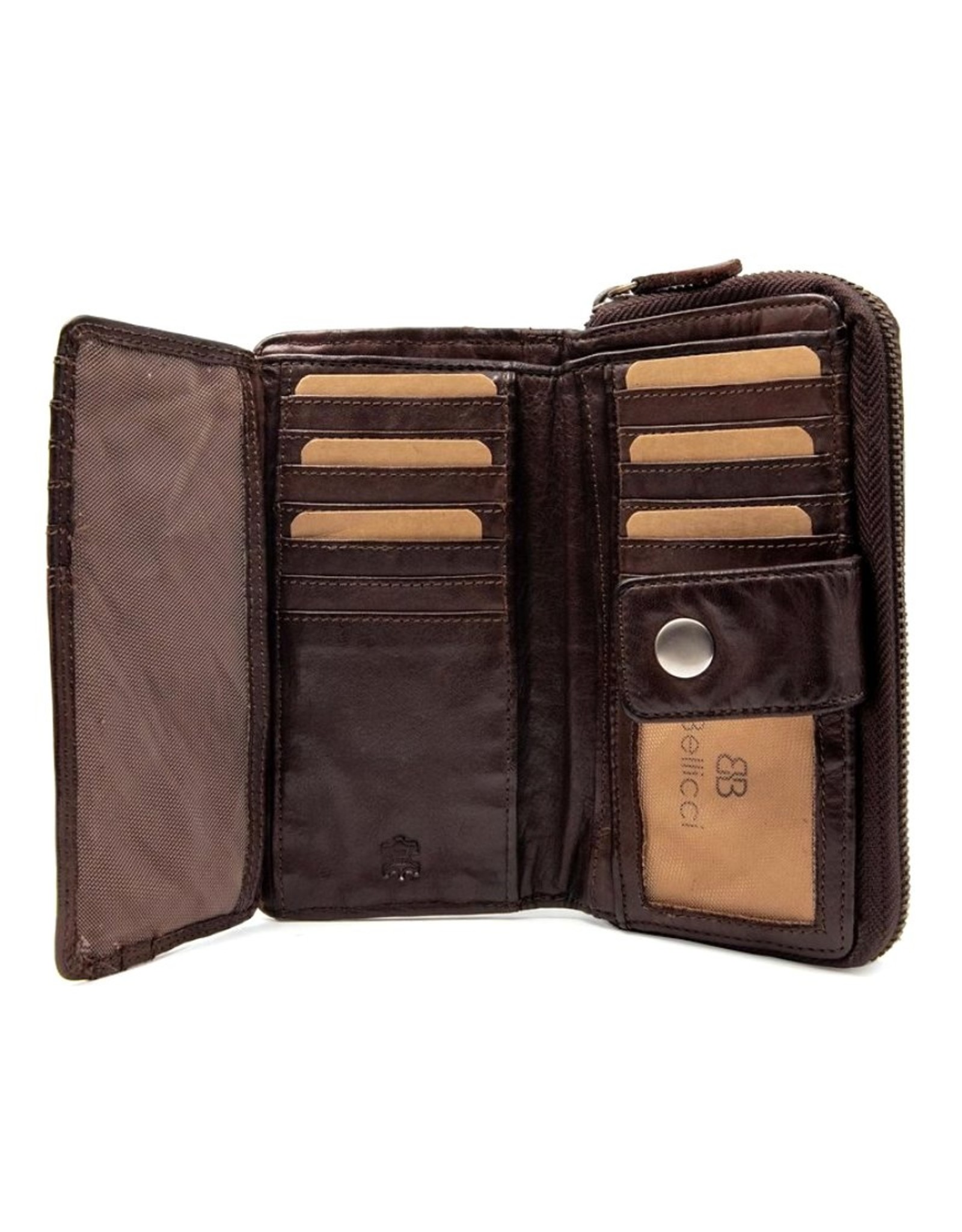 Leren portemonnee gevlochten leer donkerbruin | Boutique Trukado ...