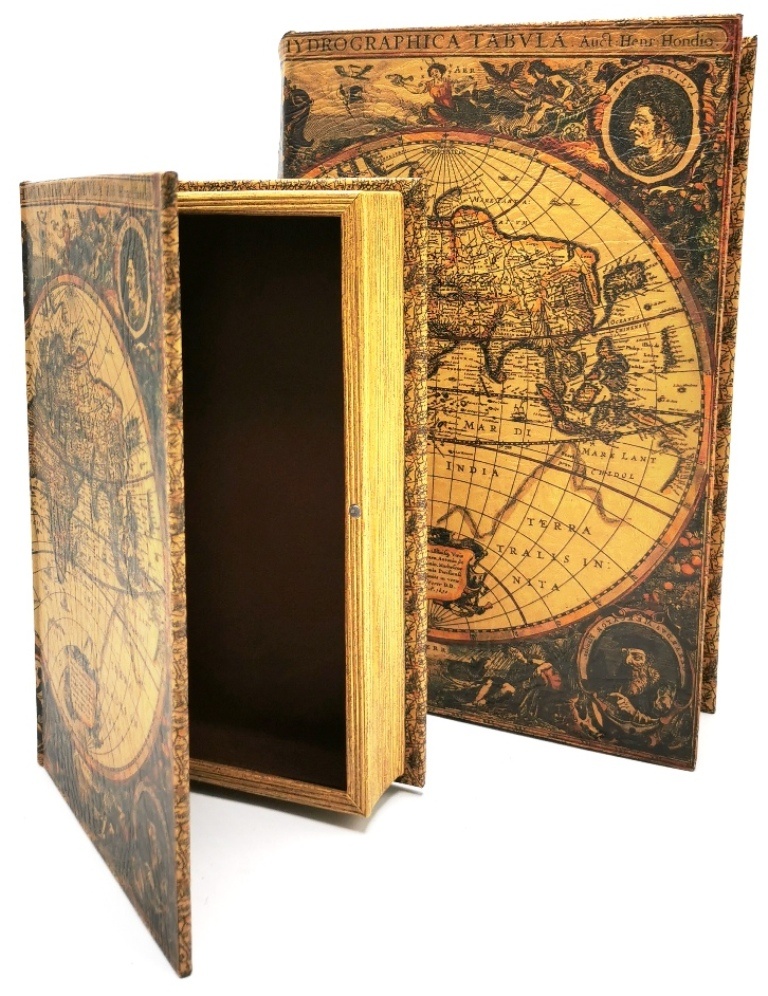 Storage box Book World Map - Set of 2 | Boutique Trukado - Boutique Trukado
