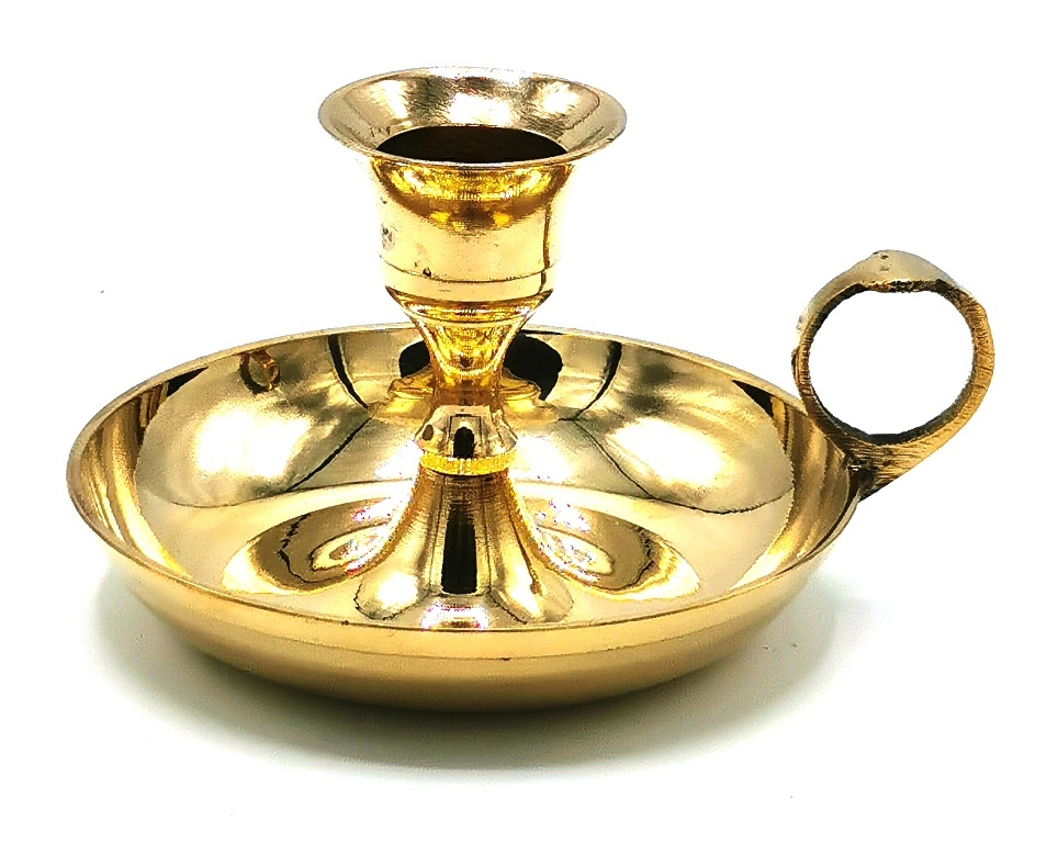 Candlestick with handle and saucer, brass | Boutique Trukado - Boutique ...