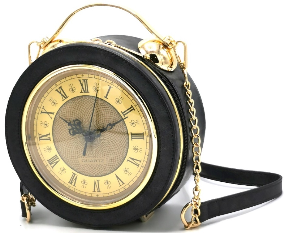 Clock Handbag-shoulderbag with Working Clock black | Boutique Trukado ...