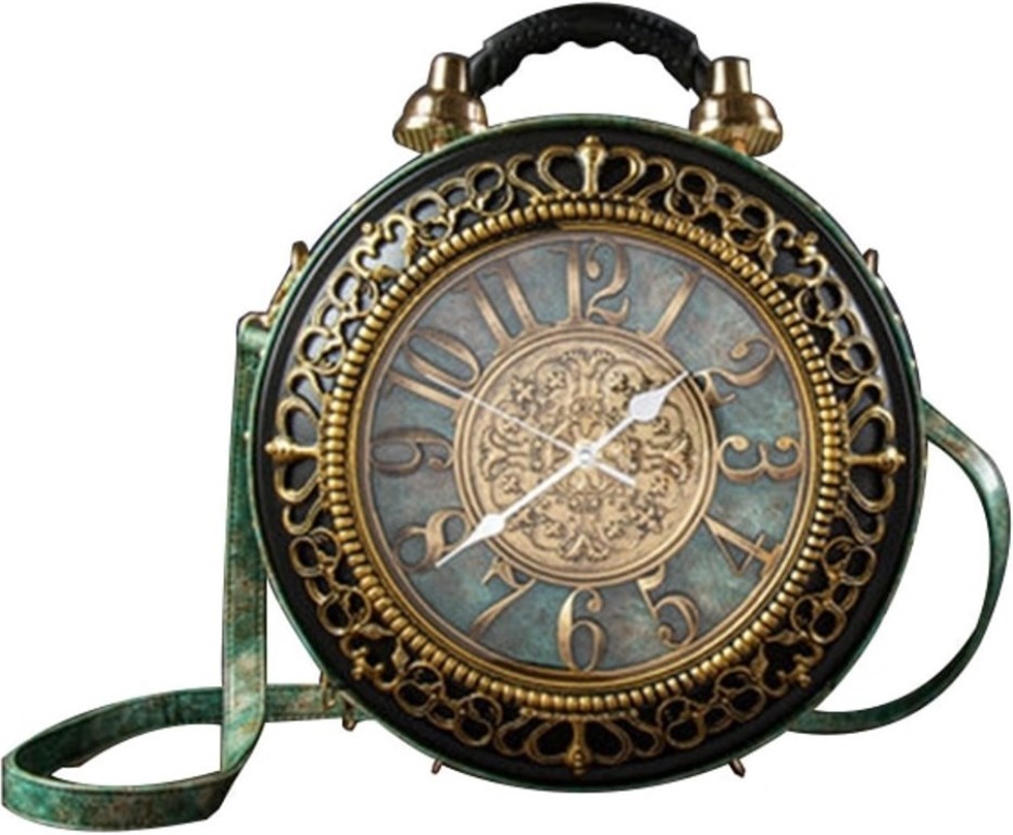 Clock bag with Working Clock Vintage Green (large) | Boutique Trukad ...