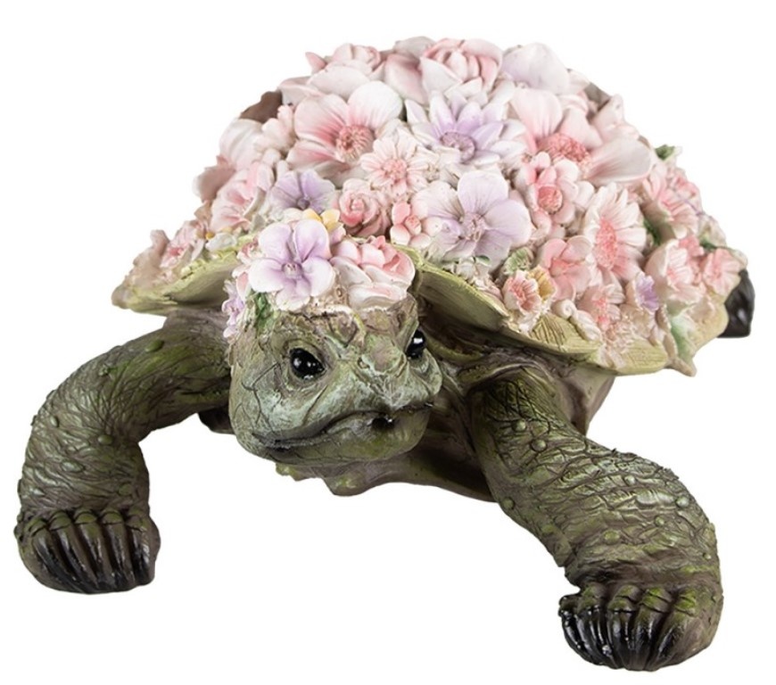 Turtle figurine decorated with Pink Flowers | Boutique Trukado ...