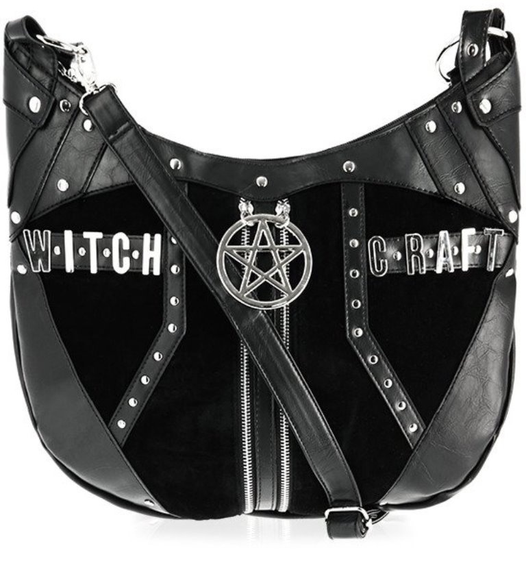 Gothic Hobo bag with Pentagram Witchcraft Restyle | Boutique Trukado ...