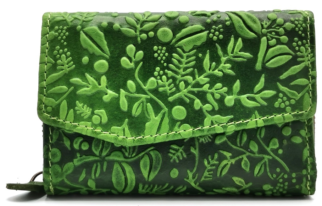 HillBurry Leather Wallet with Embossed Leaves | Boutique Trukado ...