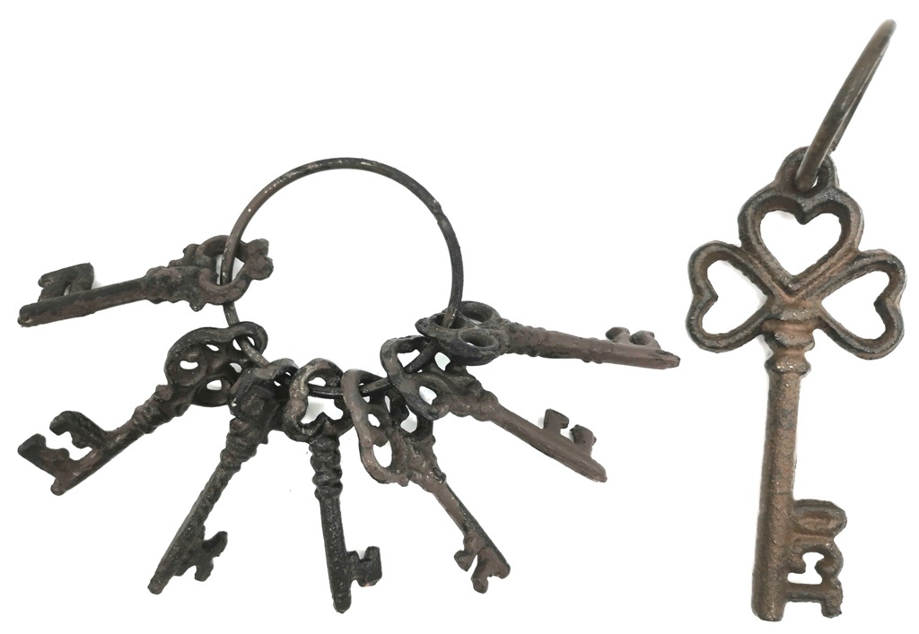 Antique-look Keys set 7 small and 1 clover | Boutique Trukado ...