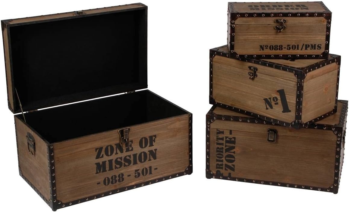 Wooden storage chests set Zone of Mission - 4 pcs | Boutique Trukado ...