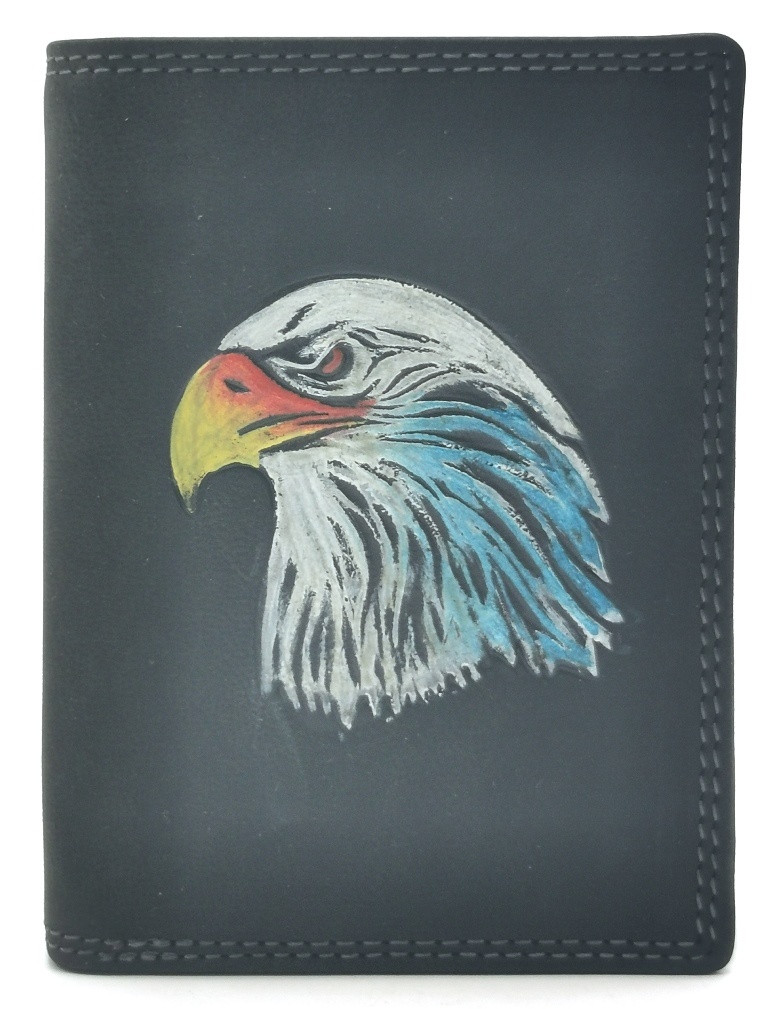 Leather Wallet with Eagle Head black | Boutique Trukado - Boutique Trukado
