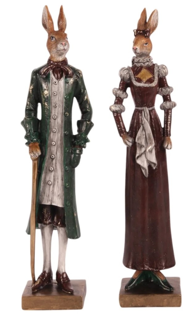 Mr and Mrs Hare figurine 32cm set of 2 | Boutique Trukado - Boutique ...