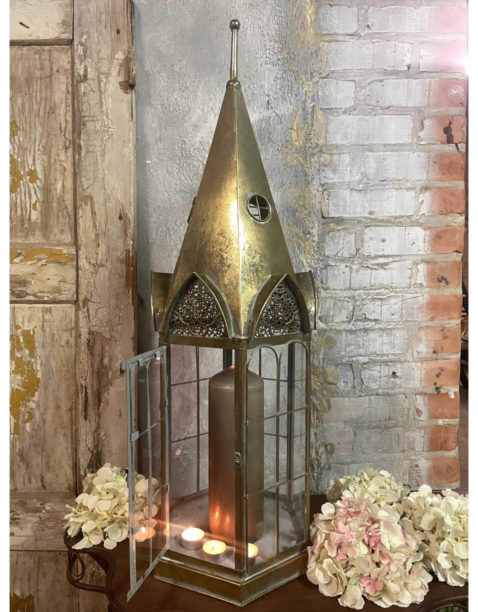 Cathedral Gold Lanterns Cathedral Arched Wooden Candle Lantern Decor