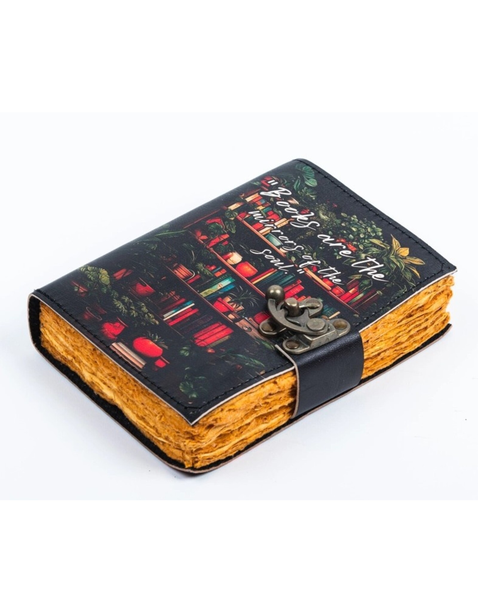 Leren Dagboek met Boekenkast print | Boutique Trukado - Boutique Trukado
