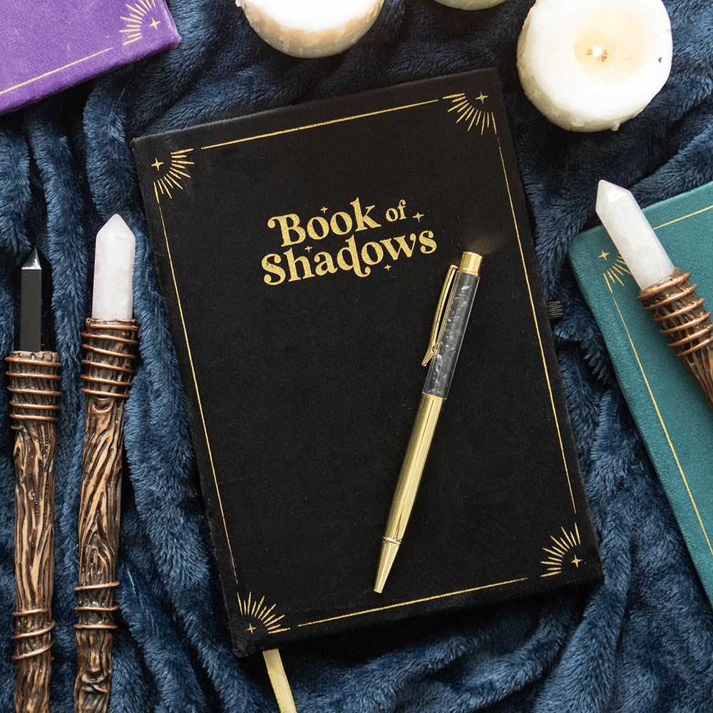 Book of Shadows Velvet Journal with Black Obsidian | Boutique Trukado ...