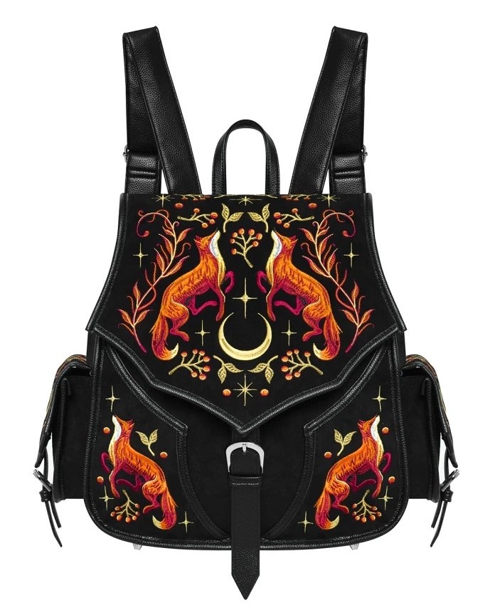 Mystic Fox Backpack with embroidered foxes Restyle | Boutique Trukado ...