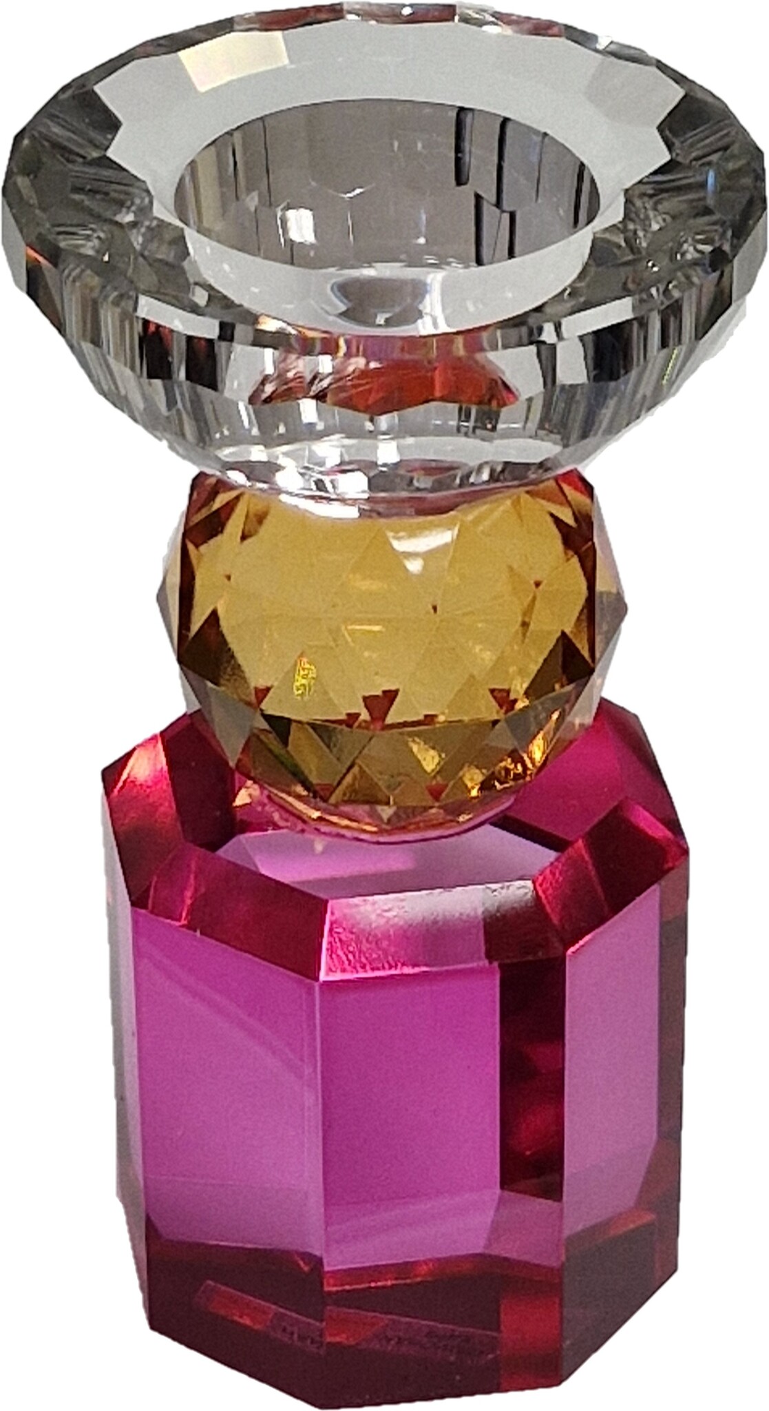 Candle holder Crystal Glass Fuchsia-Amber 15cm | Boutique Trukado ...