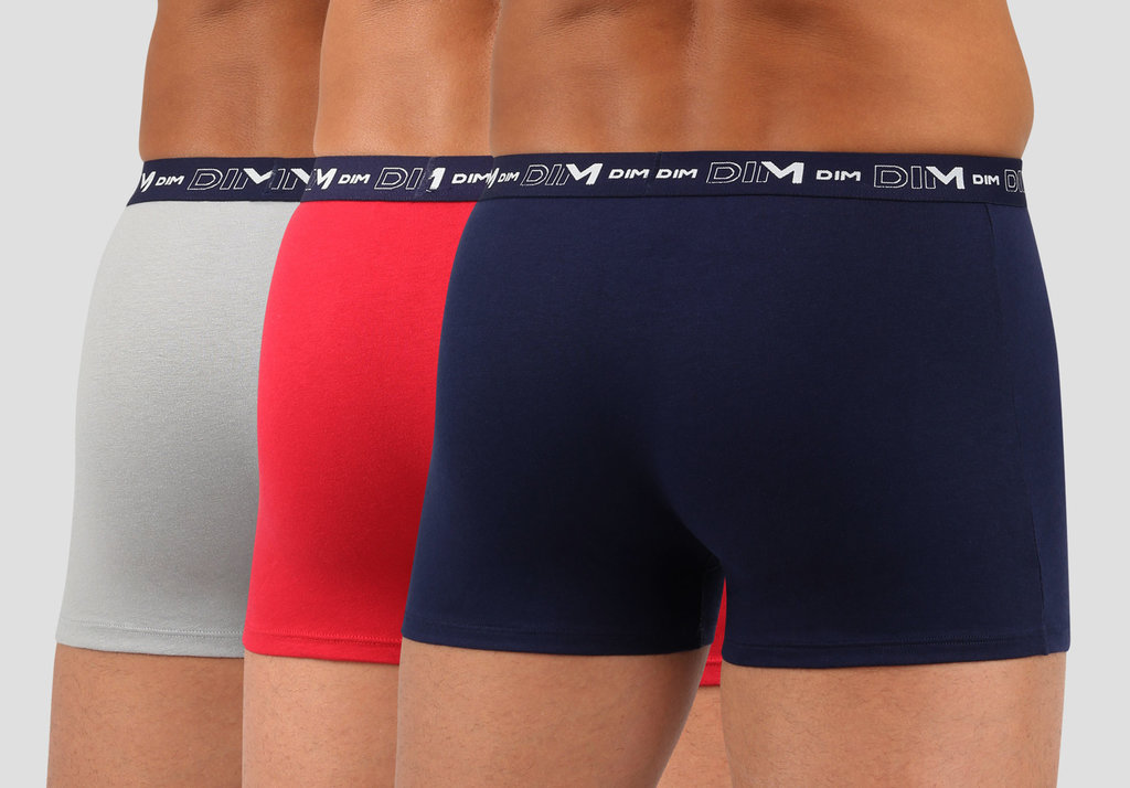Dim-Boxers-Coton Stretch x3 -rood-grijs-marineblauw-art 6596 ...