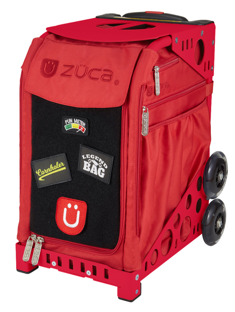ZÜCA Cornhole Trolley Red – Wheeled Bag with Seat - ZUCA EUROPE