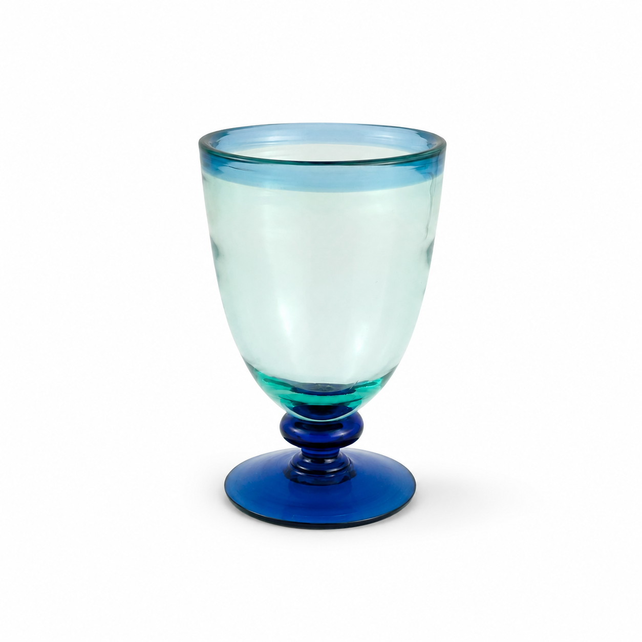 Blown Glass with Foot L Blue - 2.5dl - Couleur Locale