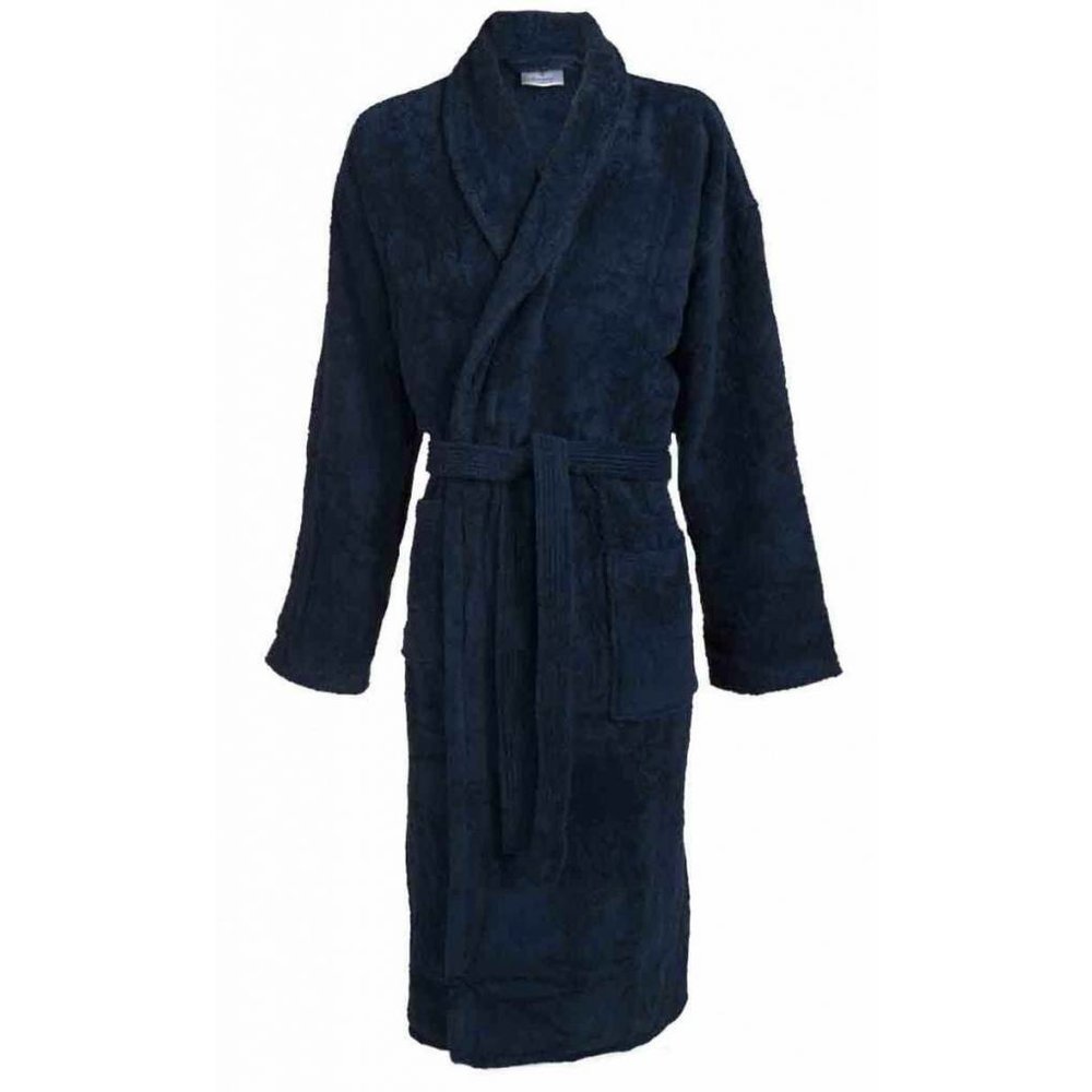 Badjas unisex marineblauw katoen met sjaalkraag | Een maatje groter ...