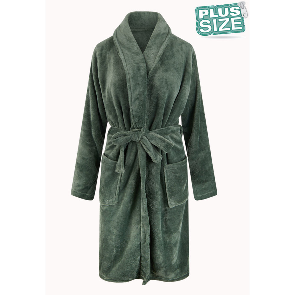 Badjas extra groot - olijfgroen - Badjas.com
