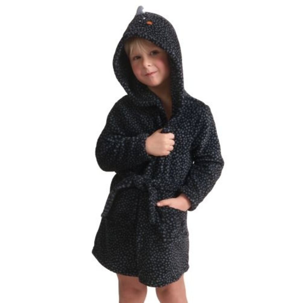 Capuchon badjas kind dino - fleece | GRATIS VERZENDING - Badjas.com