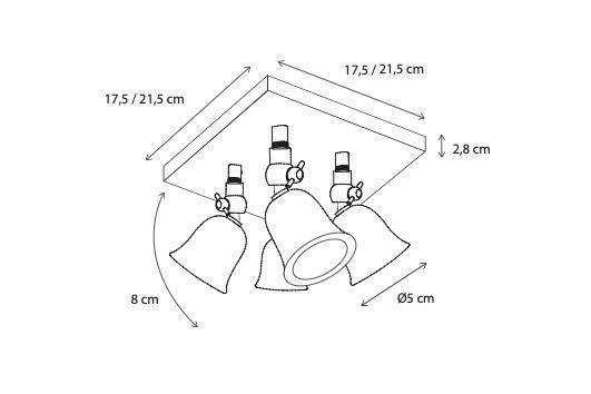 Authentage Surface-mounted spotlight FLEURE ON SQUARE BASE LARGE 4L ...