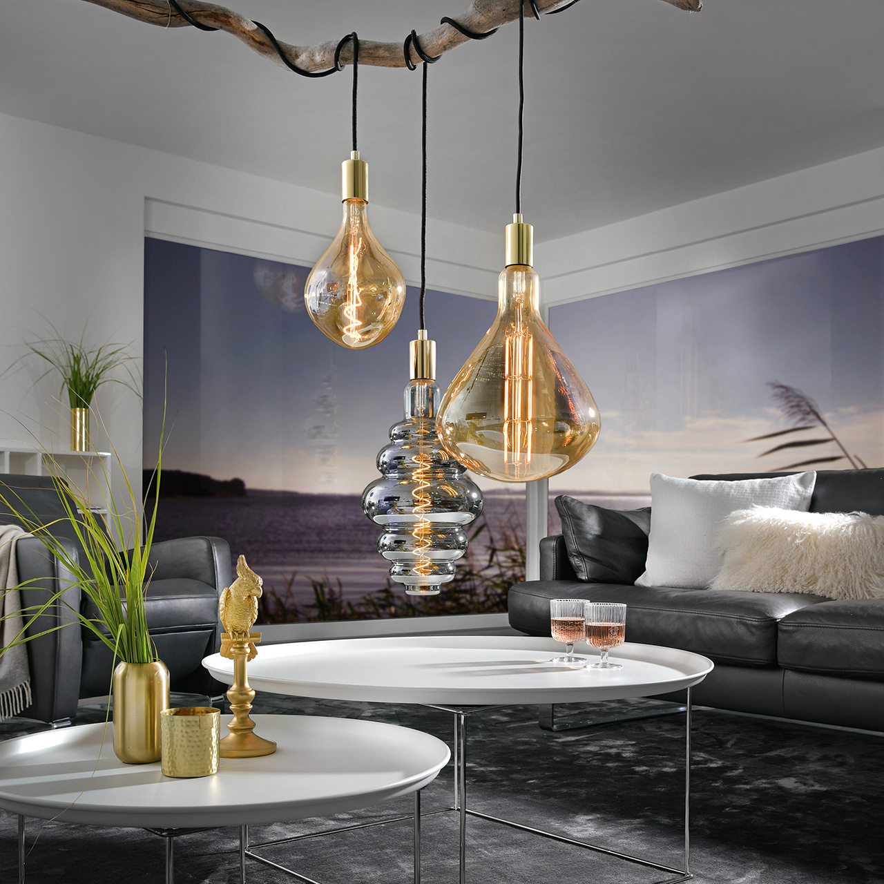 LED filament lamp GIANT DROP GOLD E27 5W 2000K DIM - PerfectLights