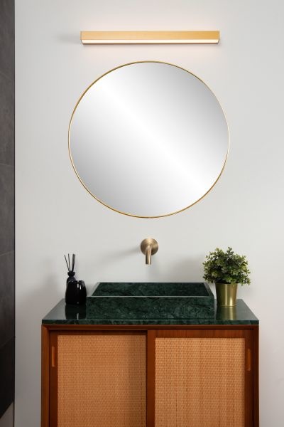 ALEXA - Wandlamp Badkamer - LED - 1x8W 3000K - IP44 - Mat Goud / Messi ...