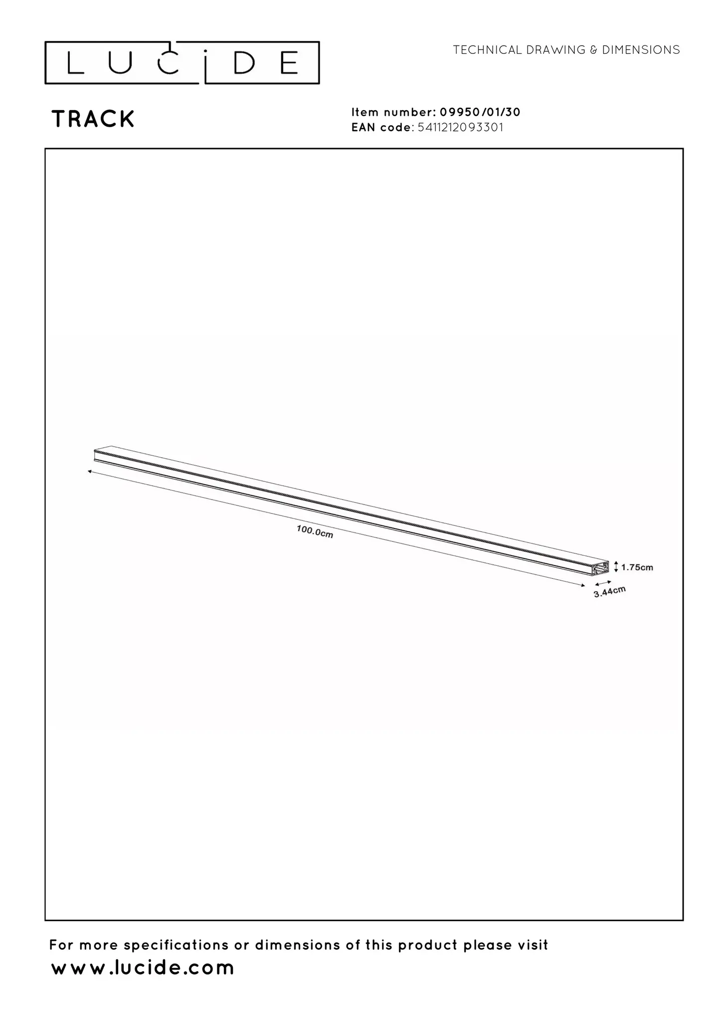 Surface mounted rail - 1-phase Rail system / Track lighting - 1 Met ...