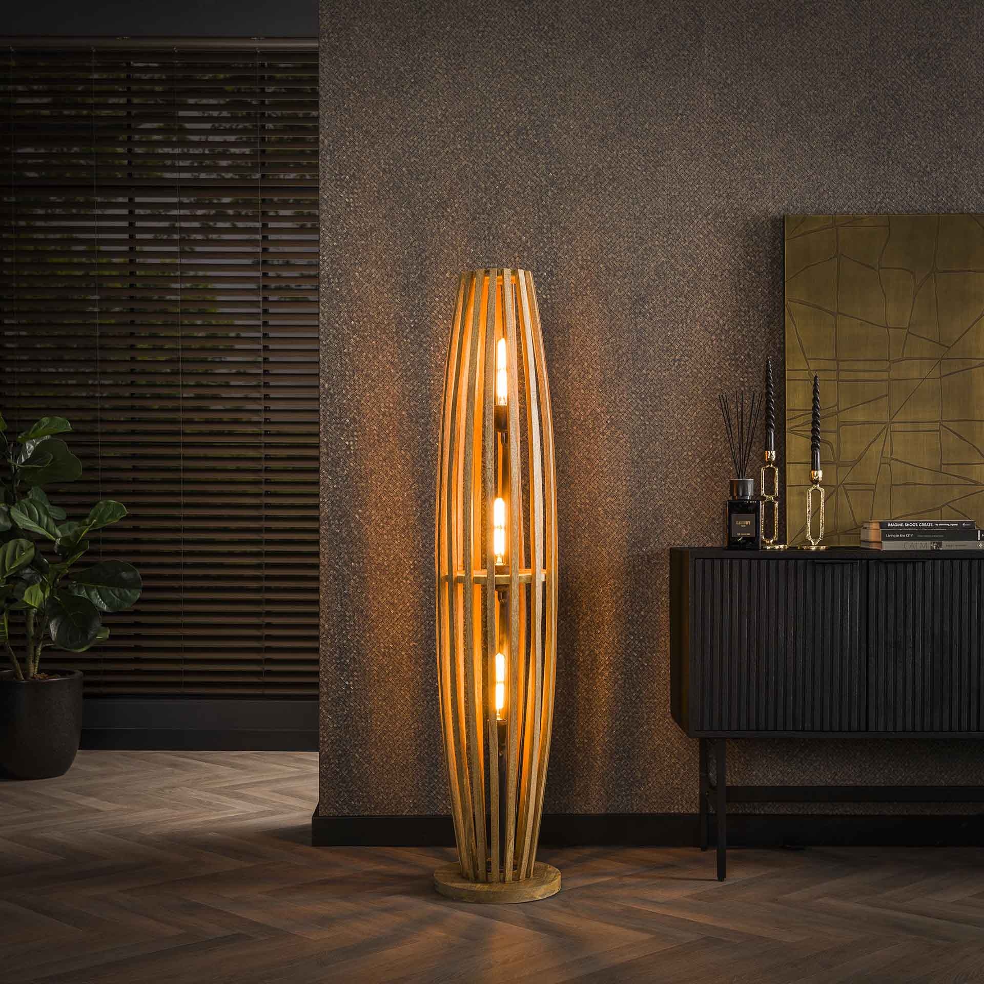 Floor lamp 3L orbit L / Solid mango natural - PerfectLights