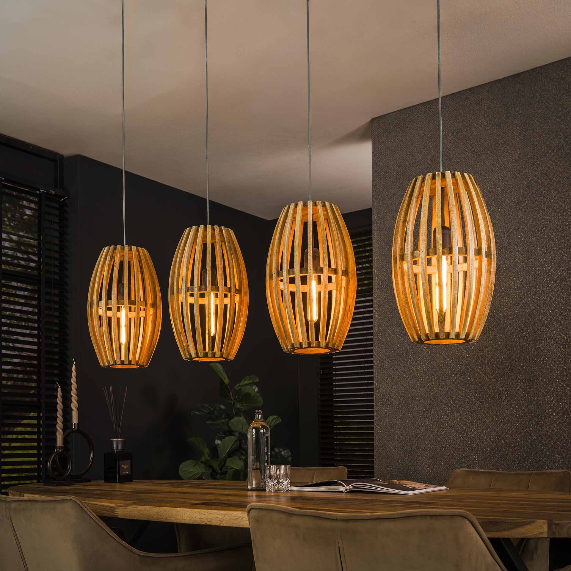 Hanglamp 4L orbit / Massief mango naturel - PerfectLights