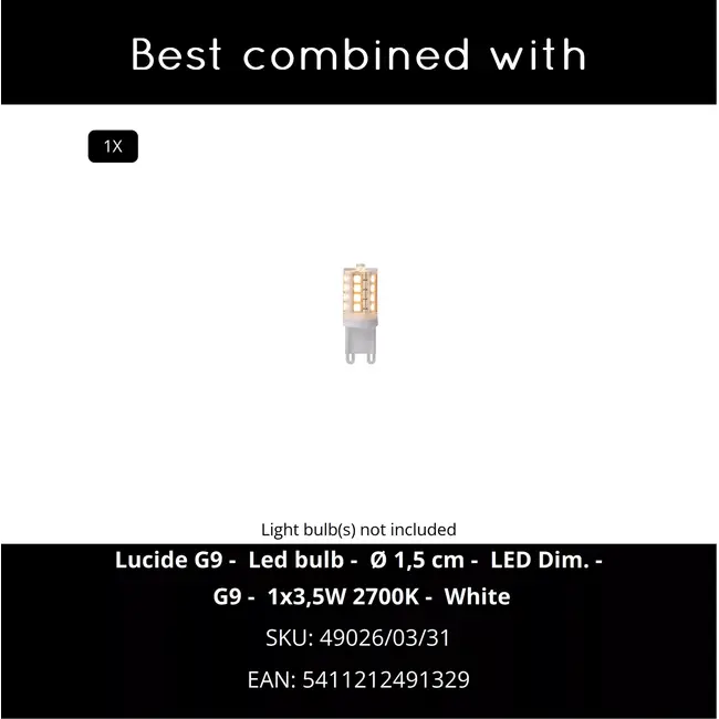 GIPSY - Wandlamp - 1xG9 - Wit - 35208/01/31 - PerfectLights