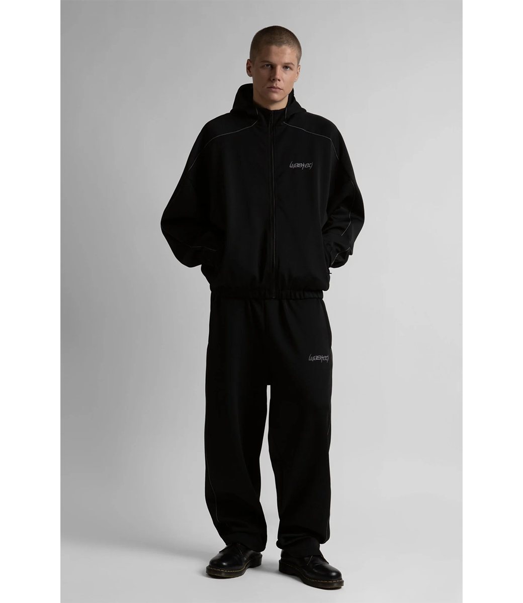 WASTED PARIS Switchblade Hooded Track Jacket - Black - Skateshop.be