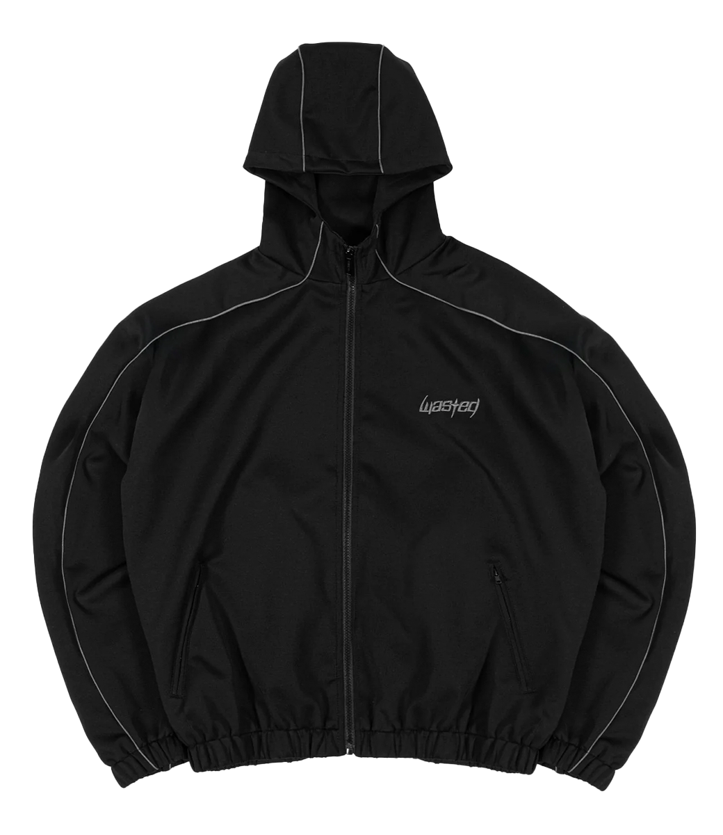 WASTED PARIS Switchblade Hooded Track Jacket - Black - Skateshop.be