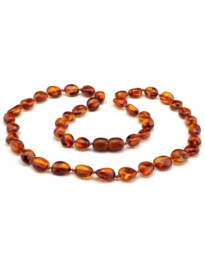 Barnsteen dames ketting 45cm - cognac ovaal | Ziloen - Ziloen