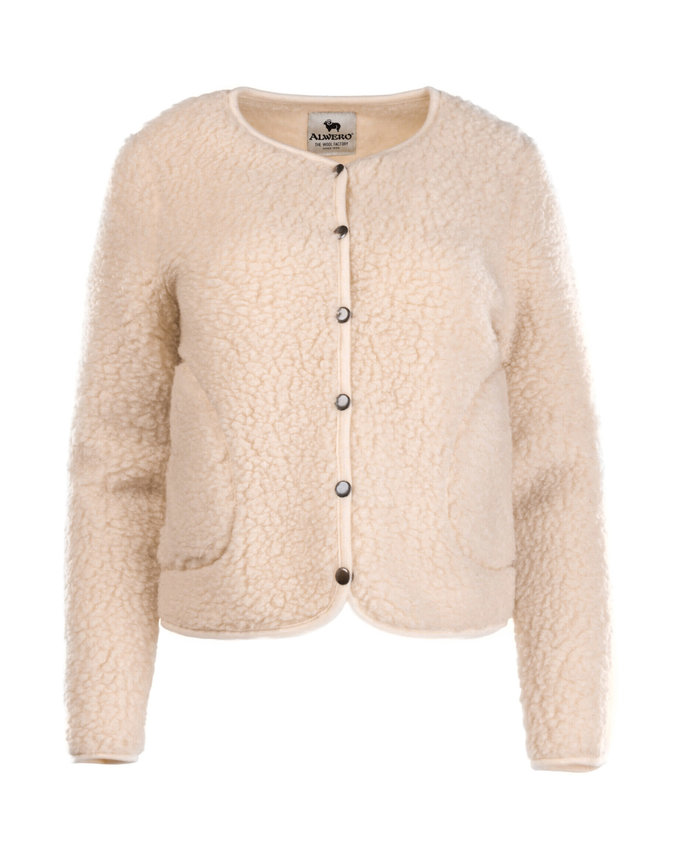 Alwero Dames vest met drukknopen van wol beige: wol pluche! | Ziloen ...