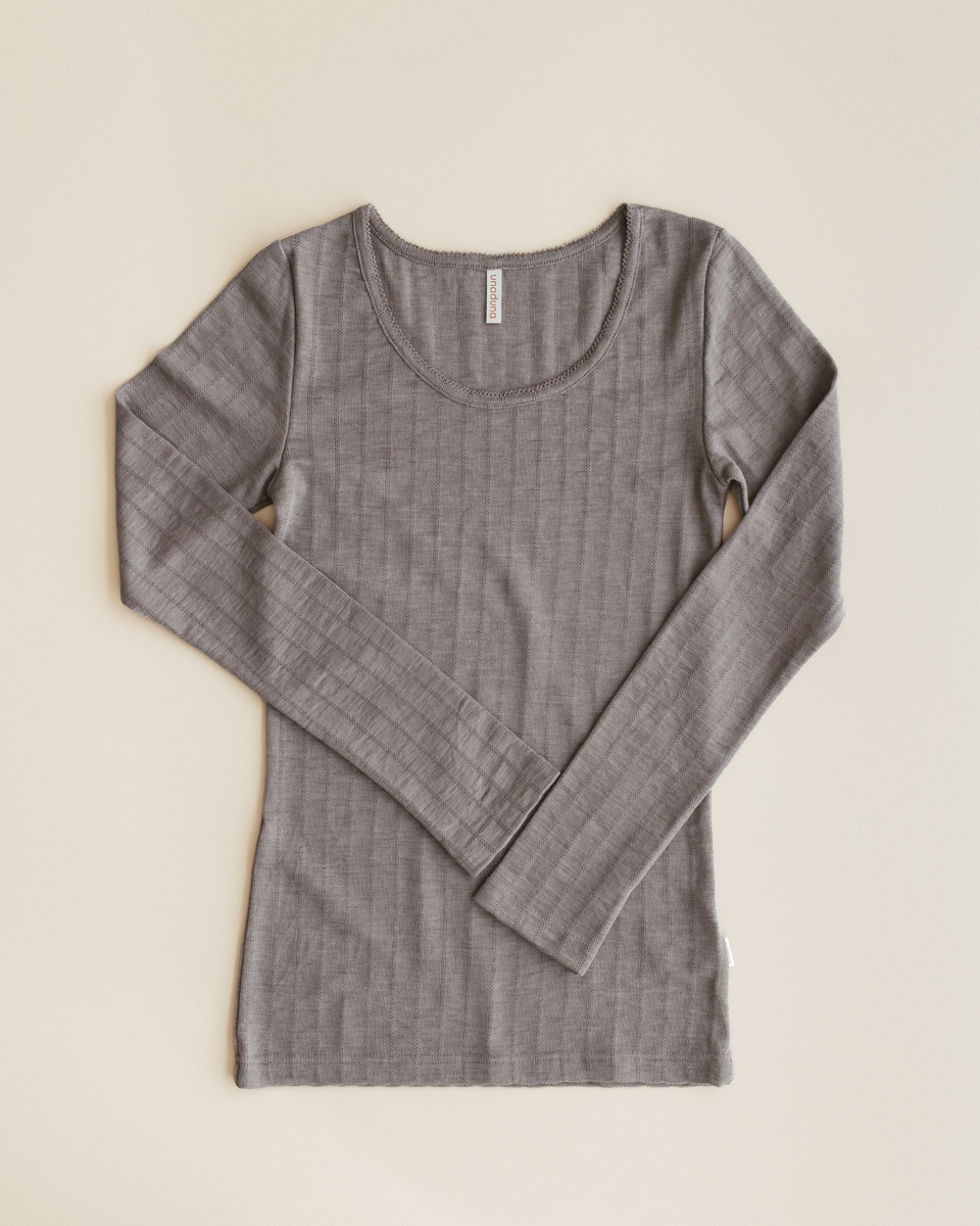 Unaduna Dames longsleeves ajour streepje - hazel | Ziloen - Ziloen