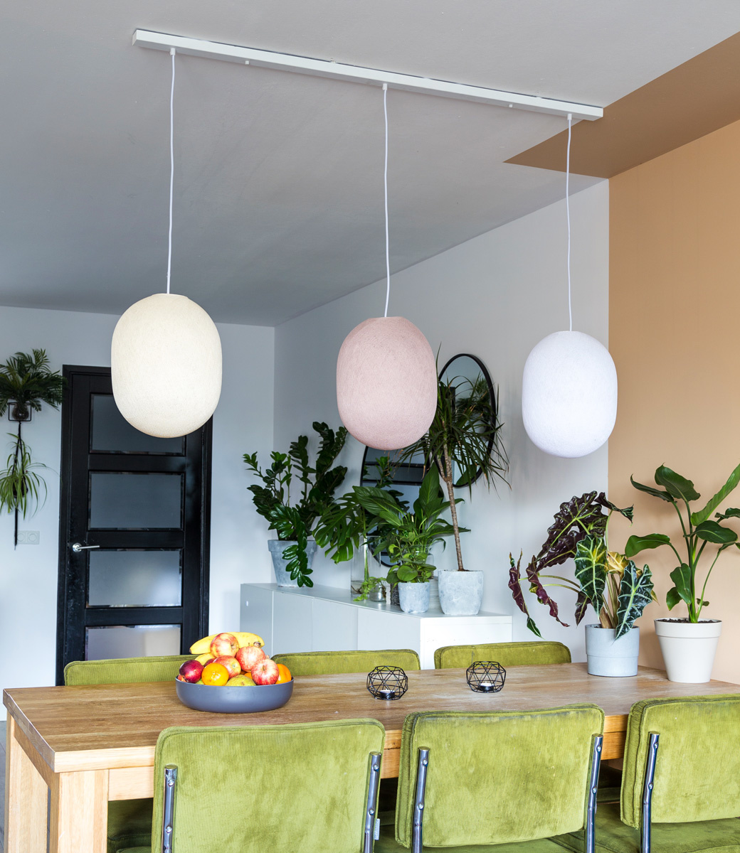 Triple Hanging Lamp Ceiling - Oval Light Aqua - Cotton Ball Lights