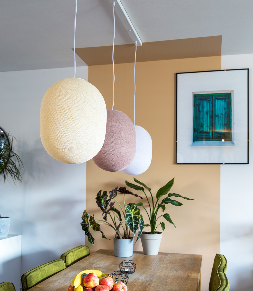 Triple Hanging Lamp Ceiling - Oval Light Aqua - Cotton Ball Lights
