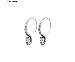 925 Zilveren slang haak oorbellen - ZilverVoorJou