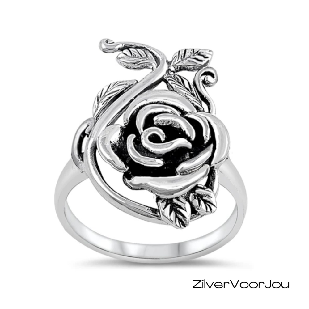 925 Zilveren roos ring - ZilverVoorJou