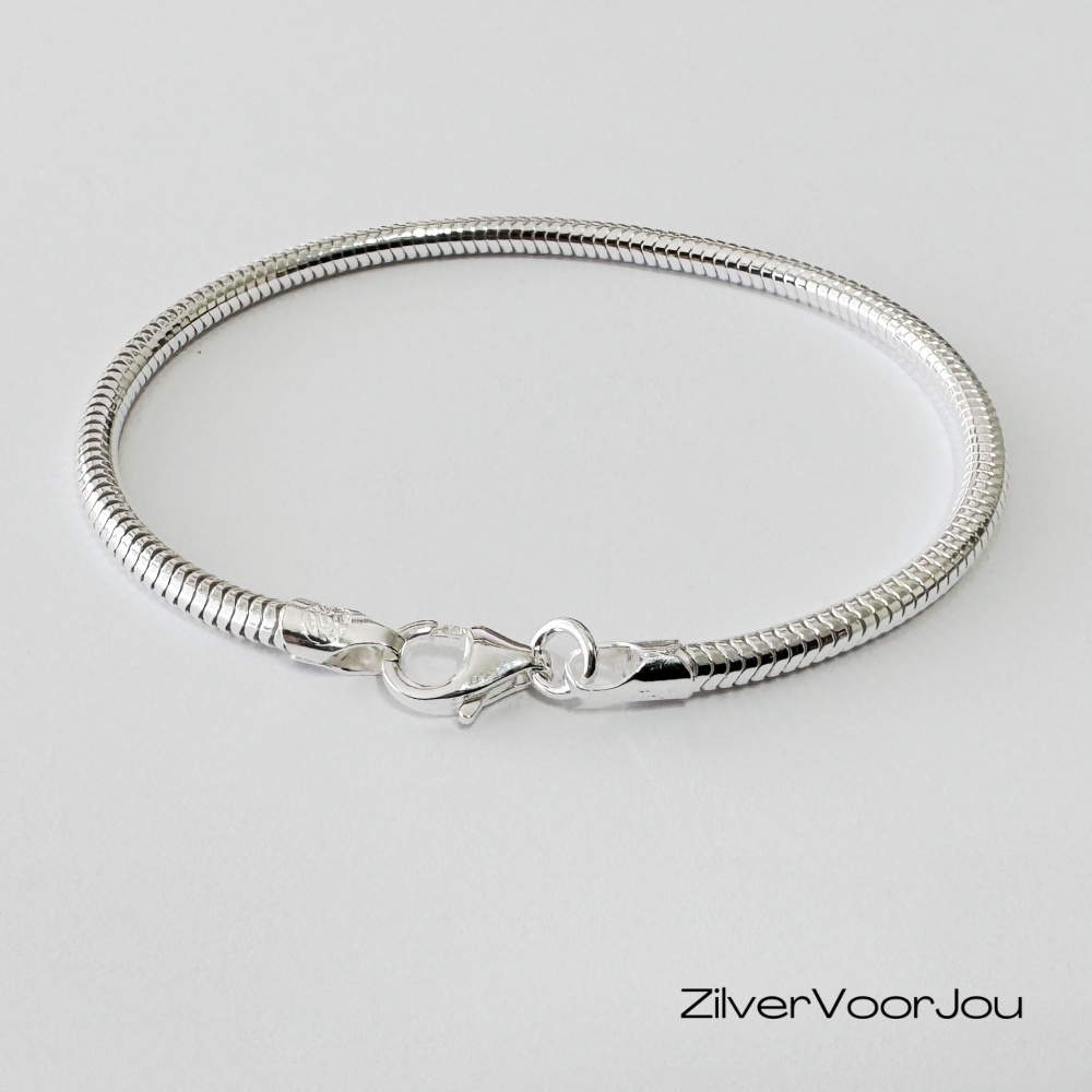 925 Zilveren slangen armband 3 mm breed - ZilverVoorJou