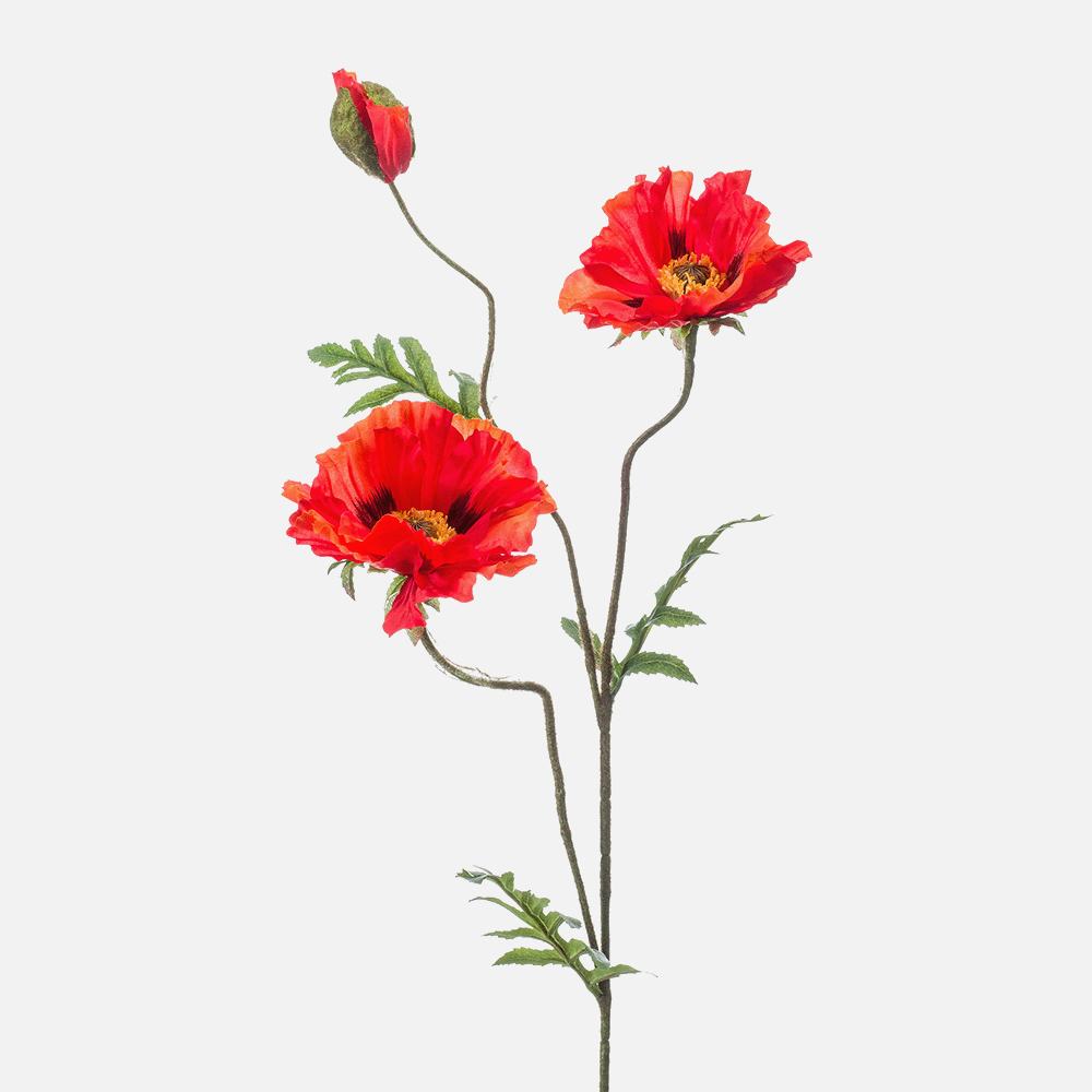 Kunstbloem Papaver rood (90 cm) - Hoogwaardige kwaliteit - FloraWorks