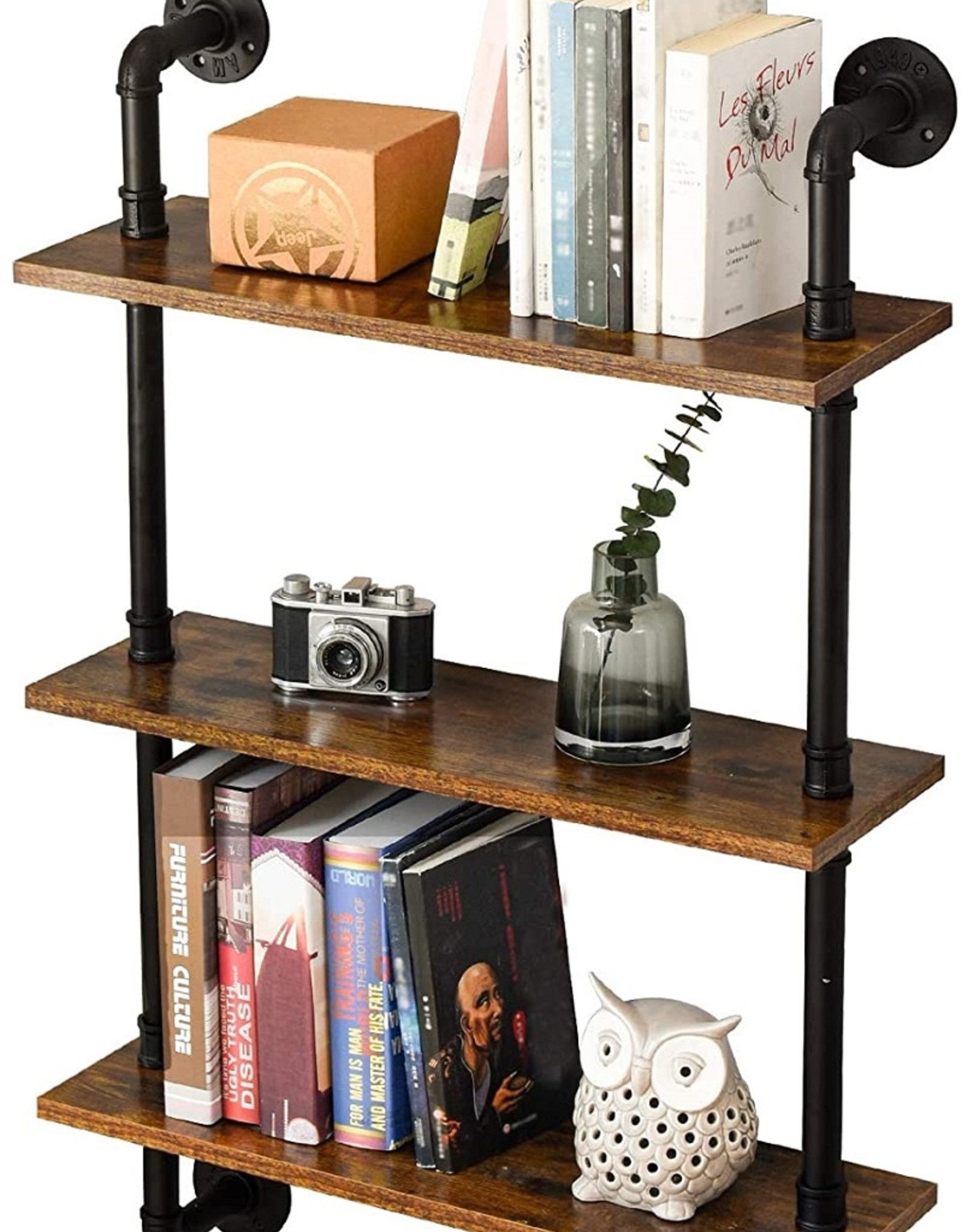 Industriële wandrek vintage design kast 60 x 21 x 95 cm - Yazas