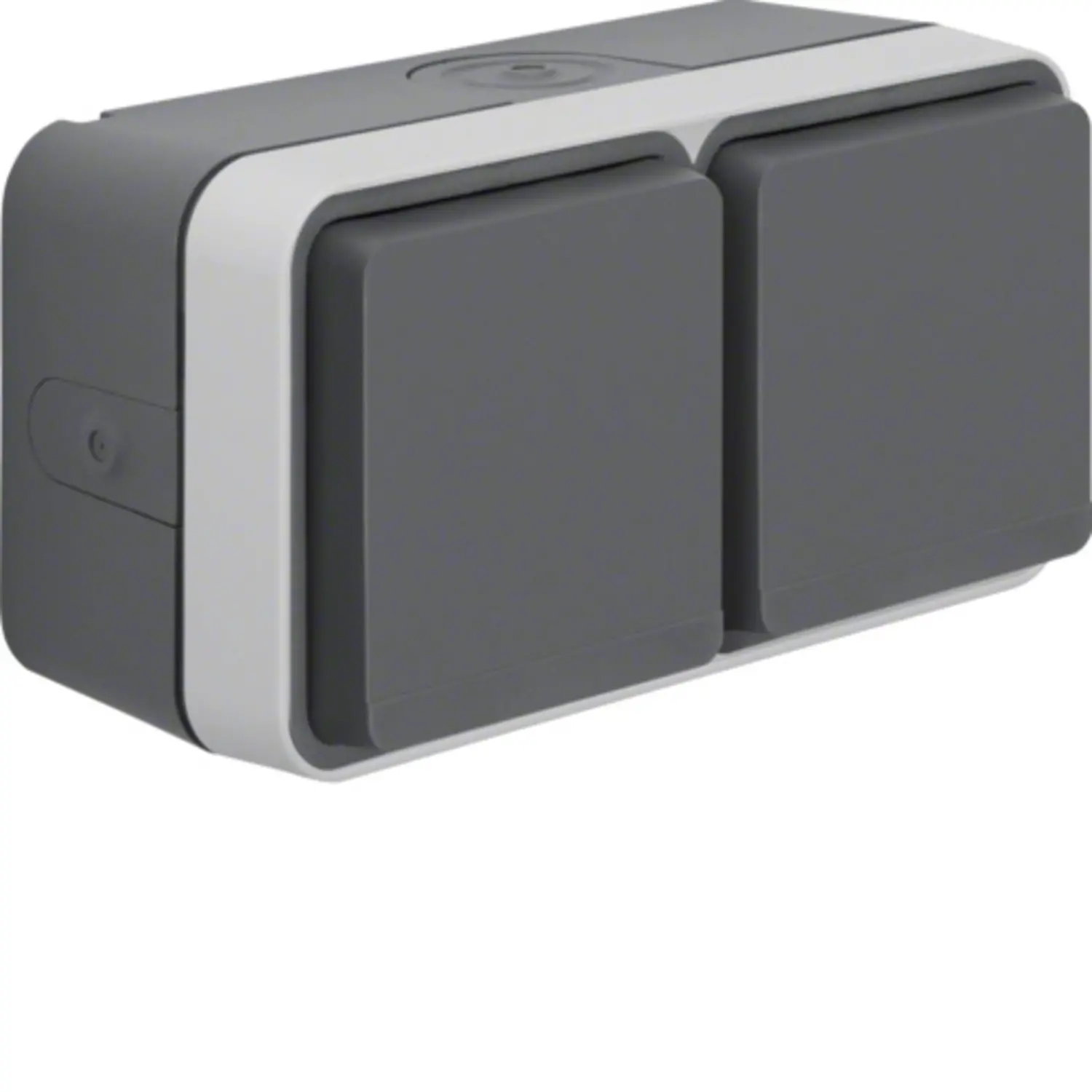 Berker W1 wandcontactdoos randaarde 2-voudig horizontaal compleet grijs ...