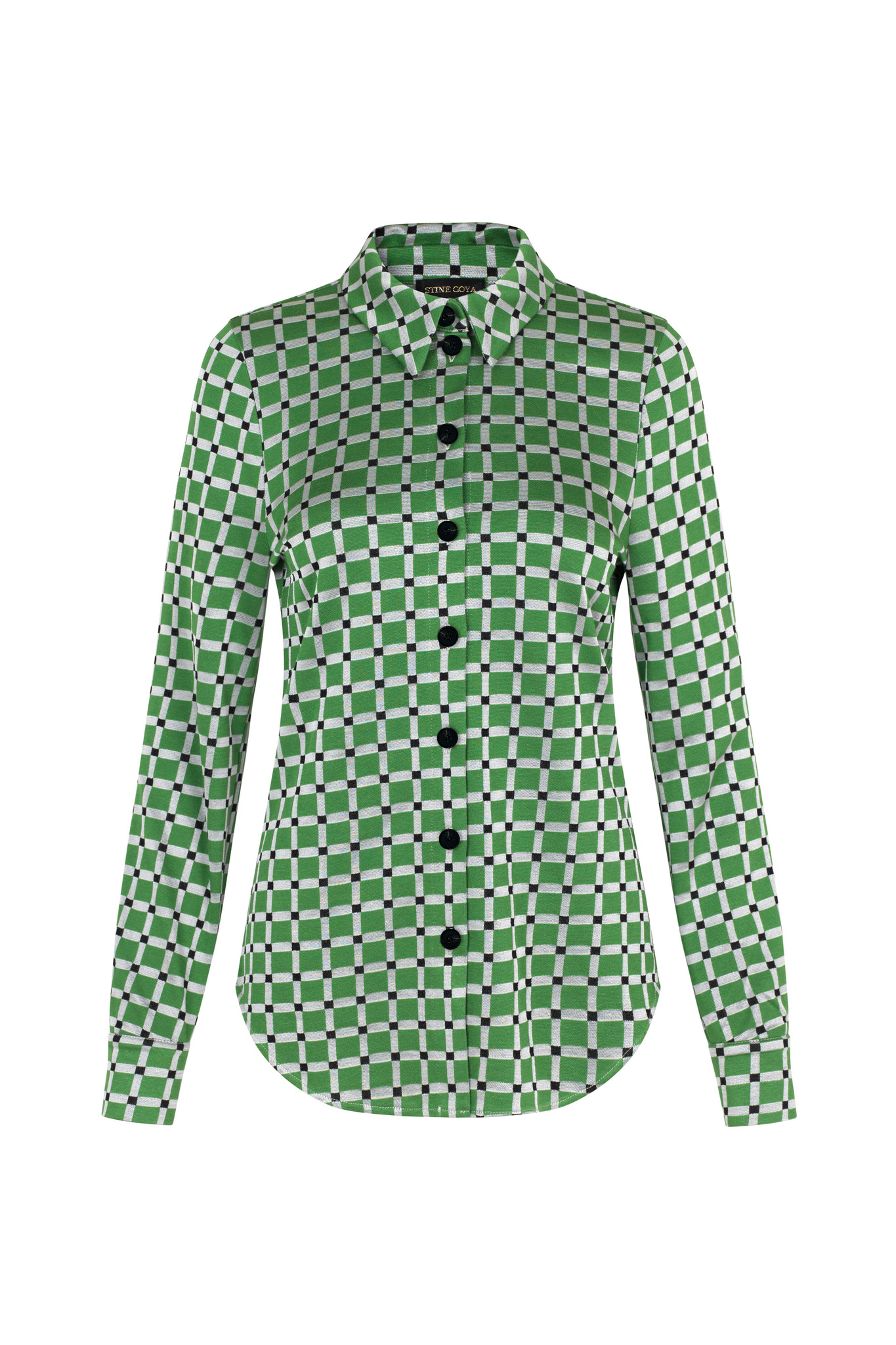 Sabina Shirt - White Graphic Check by Stine Goya | Top - Chips Fashion