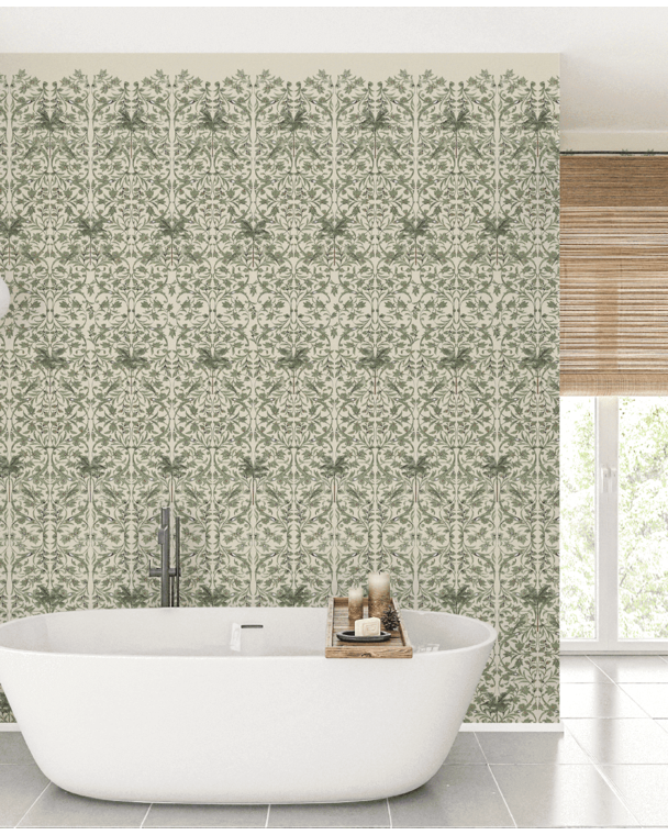 Green Bathroom With Wallpaper at Natasha Barr blog